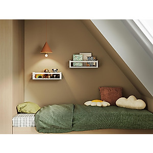 TidyCorner Upgraded Thick Floating Shelves - Multi-Use Wall-Mounted Bookshelves for Kids and Nursery, Ideal for Books, Toys, Spice Rack, Decor - White