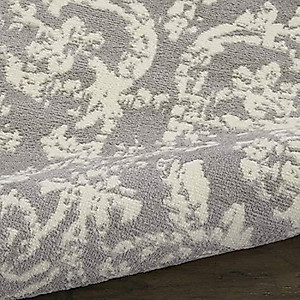 Nourison Jubilant Damask Grey 3' x 5' Area -Rug, Easy -Cleaning, Non Shedding, Bed Room, Living Room, Dining Room, Kitchen (3x5)
