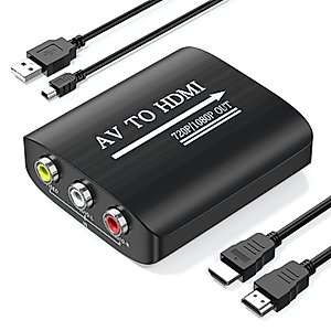 Setuact HDMI to AV Converter, HDMI to RCA Converter, Supports PAL/NTSC for Apple TV, Roku, Fire Stick, Blu-ray, DVD Player, Older TV, Projector, etc
