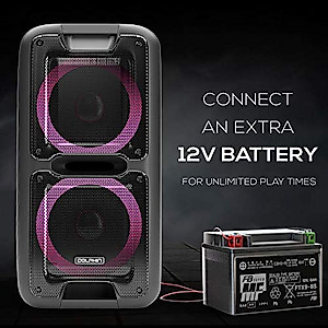 Party Speaker by Dolphin, Portable Bluetooth Speaker on Wheels with Sound Activated Light Show (SP-2100RBT)