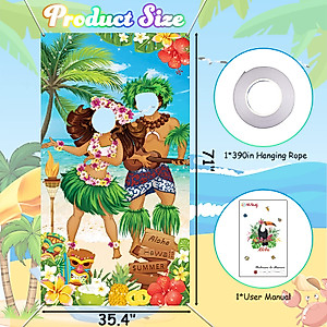 HiParty Hawaiian Luau Party Decorations Luau Couple Photo Door Banner Tiki Luau Photo Props for Beach Party Tiki Banner Background Photography for Tropical Themed Decoration