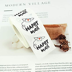 Happy Mail Stickers - 1.5 Inch 500 Round Happy Mail Labels for Small Shops Online Retailers Business and Packaging Envelope Sealing Stickers by AOODOOM