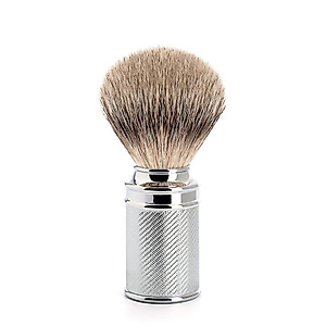 MÜHLE Traditional Silvertip Badger Shaving Brush | Chrome Plated Stainless Steel Handle | Luxury Shave Accessory for Men