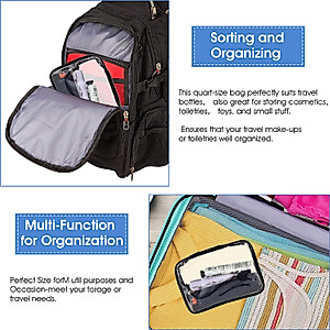 WLLHYF Clear Toiletry Bag 3 Pack Portable Waterproof Travel Makeup Cosmetic Bag Clear Bags Set with Zipper Handle Multipurpose Large Bag Airport Airline Compliant Bag for Women Men (Black)