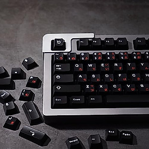 Tirpleshot Minimalist Black Keycaps Cherry Profile Japanese Keycap Set for Mechanical Keyboard 61/87/104/104 Cherry Mx Switches