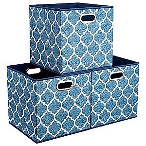 Collapsible Cloth Cubes Storage Bins Baskets Box Medal Pattern 13 x13 x13 Inches - Pack of 3,QY-SC02-3