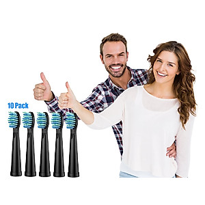 Replacement Toothbrush Heads Compatible with TEETHEORY Sonic and Fairywill Toothbrush - Electric Brush Heads Replacement for FW-507/508/515/551/917/959/D1/D3/D7/D8/2011, 10 Pack, Black