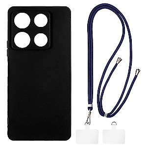 Shantime Infinix Note 30 Pro 4G X678B Case + Universal Mobile Phone Lanyards, Neck/Crossbody Soft Strap Silicone TPU Cover Bumper Shell for Infinix Note 30 Pro 4G X678B (6.78”)