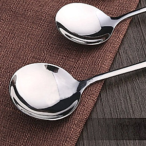 Soup Spoons, AmoVee Wholesale Stainless Steel Alpha Round Spoons, Set of 8