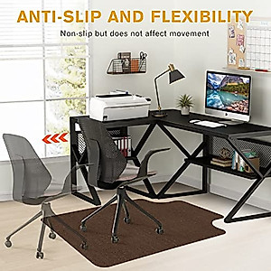 Hardwood/Tile Floor Chair Mat,Rolling Chair Mat,Protects Floors,Suitable for Home,Work,Game,Non-Slip Not Stuck Wheel,Easy to Clean,with Lip,Coffee(48"x36")