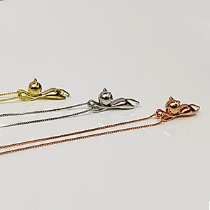 AFFY 14k Rose Gold Over Sterling Silver Flying Hanging Cat Pendant Necklace for Women