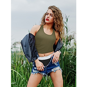 Boao 2 Pieces Crop Tank Top Basic Sleeveless Crop Top Workout Racerback Cropped Tank Sports Top for Women (Chocolate, Matcha Green, Medium)