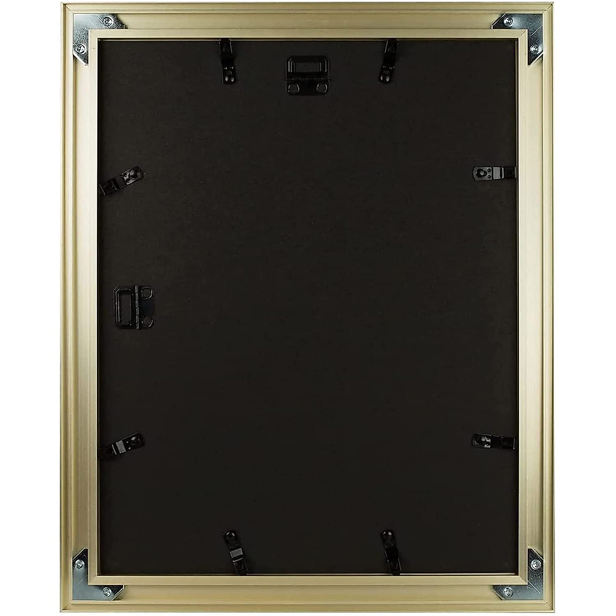 Golden State Art, 11x14 Brushed Aluminum Frame with Ivory Mat for 8x10 Picture - Wide Molding- Swivel Tabs, Sawtooth Hangers - Wall Display (Satin Gold, 1 Pack)