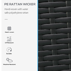 Outsunny Outdoor Wicker Swivel Recliner Chair, Reclining Backrest, Lifting Footrest, 360° Rotating Basic, Water Resistant Cushions for Patio, Light Blue