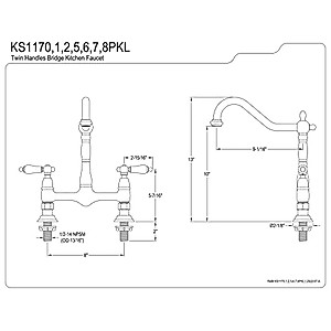 Kingston Brass KS1175PKL Duchess Bridge Kitchen Faucet, 8-3/4" In Spout Reach, Oil Rubbed Bronze