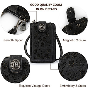 Montana West Crossbody Cell Phone Purse For Women Western Style Cellphone Wallet Bag Travel Size With Strap PHD-120BK
