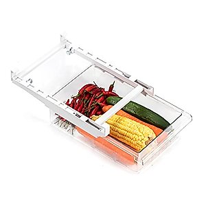 cutesun Fridge Organizer bins，Refrigerator Organizer Bins,Anti-Fall Kitchen Drawer organizer with Handle, Freely Pullable Refrigerator Storage Box