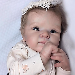 RXDOLL Lifelike Reborn Baby Dolls Silicone Full Vinyl Body 18 inch Realistic Newborn Baby Girl Doll Real Life Baby Doll Anatomically Correct Girl Washable for Kids Age 3+