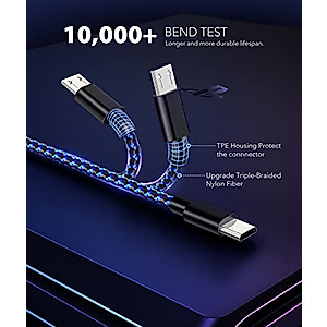 6amLifestyle PS4 Controller Charger Charging Cable 10ft 2 Pack Nylon Braided Extra Long Micro USB 2.0 High Speed Data Sync Cord Compatible for Playstaion 4, PS4 Slim/Pro, Xbox One S/X Controller