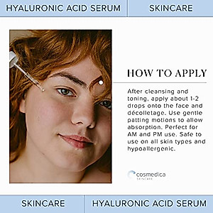 Hyaluronic Acid Serum for Skin 100% Pure Anti Aging Serum Intense Hydration Moisture Non greasy Paraben free Hyaluronic Acid for Your Face Pro Formula 2 oz