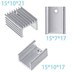 Jienk 30Pcs TO-220 Aluminum Heatsink & Insulator/Mounting Kits for MOSFET Transistor, 3 Different Size TO-220 Heatsink 10 Each+ 30 Screws + 30 Screw Washer +30 Insulator Rubberized Silicone