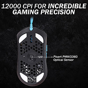 HK Gaming Sirius M Ultra Lightweight Honeycomb Shell Gaming Mouse | 54 Grams | 16000 cpi | USB Wired | 6 programmable Buttons | On-Board Memory | Anti Slip Grips | Sirius-M 16000cpi Phantom