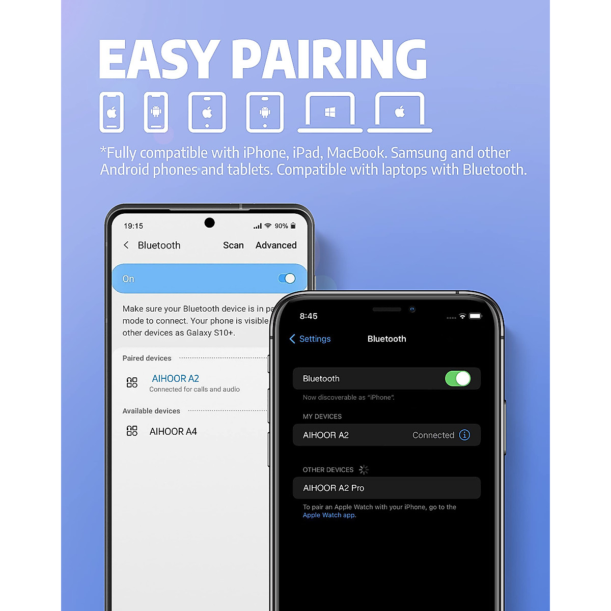 AIHOOR Wireless Earbuds for Music and Sports, Bluetooth 5.3 in-Ear Headphones with Extra Bass Built-in Mic Touch Control 30hr Battery Earphones, Waterproof (Red)