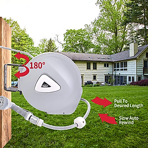 Retractable Garden Water Hose Reel Storage Gun Rewind Wall Mount 32Feet/65Feet/100Feet (65 Feet)