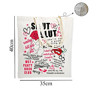 WZJHCL Smut Slut Gift Spicy Book Tote Bag Hot Tote Shopping Bag Smut Romance Reusable Grocery Tote bag Smutty Book Gift (Smut Slut Tote Bag)