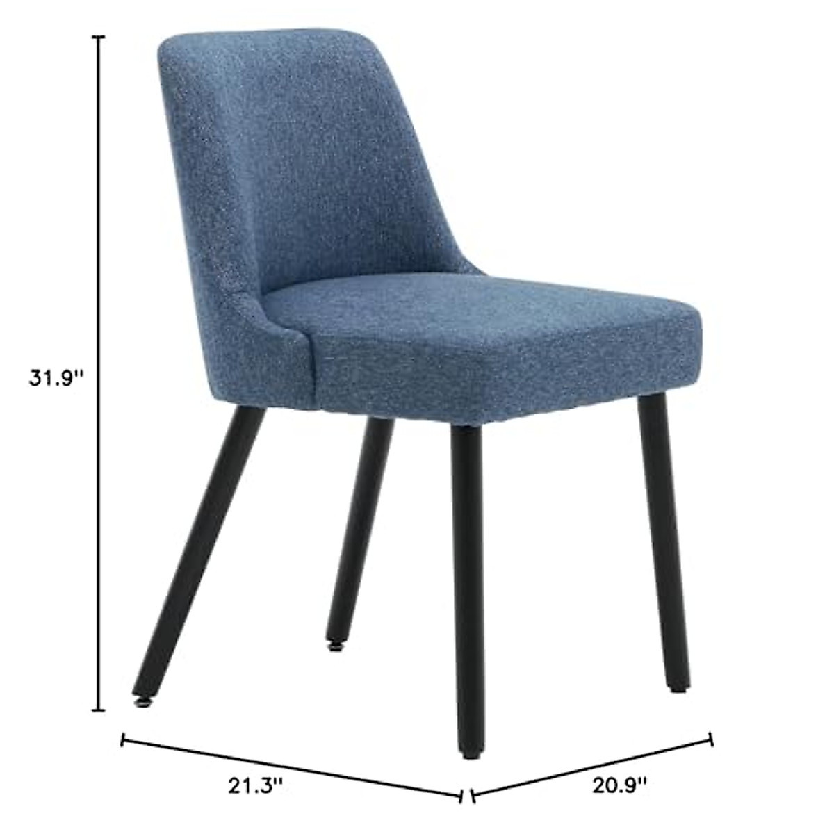 MINCETA Dining Chair,Morden Wood Leg Upholstered Kitchen Chair Set of 2,Performance Fabric in Navy