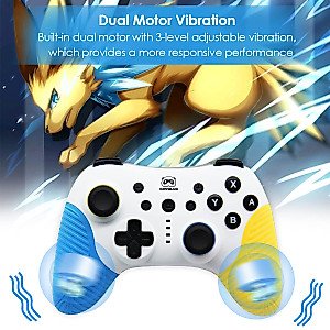 KENNEAS Wireless Pro Controller for Switch/Switch Lite, Switch Remote Gamepad with Wake-up, 3-Level Vibration, Turbo, Motion Control Function, 600mAh Battery Wireless Switch Controller