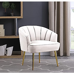 Morden Fort Velvet Barrel Club Chair Accent Armchair with Golden Legs for Living Room Bedroom Home Office Conner, White