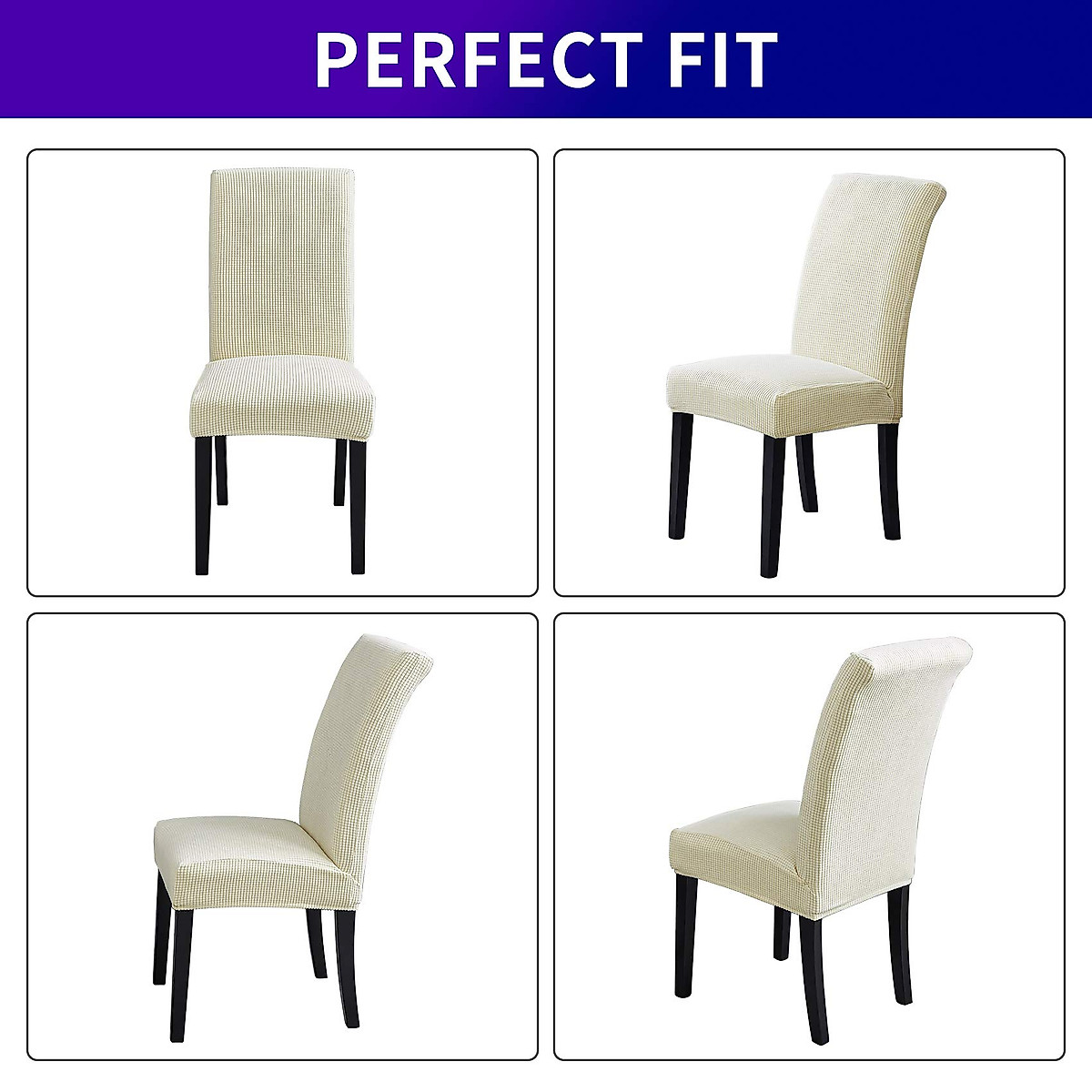 Howhic Stretch Chair Covers for Dining Room Set of 6, Removable Washable Dining Room Chair Covers, Dining Chair Slipcovers Seat Protector, Great for Home and Banquet Decoration (Ivory, 6 Pack)