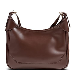 Women's Vegan Leather Hobo Crossbody Shoulder Bag Handbag Purse (Brown)