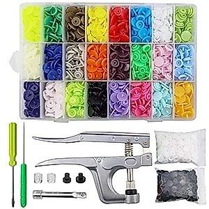 TmppDeco Plastic Snaps with Snap Pliers, 460 Sets 24-Colors Snap Buttons for Sewing, Snap Fasteners Kit for Sewing, Clothing, Crafting