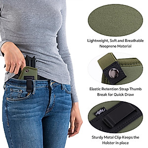 POYOLEE Gun Holster for Women Concealed Carry Holster for Pistols Universal IWB Holster Fits Glock 19 26 43 Springfie XD XDS S&W M&P Shield 9mm Ruge LC9 & All Similar Handguns