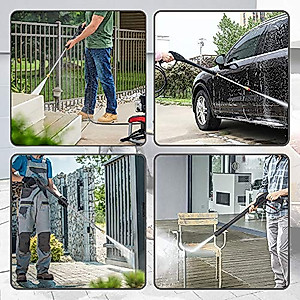 Selkie Pressure Washer Gun with Extension Wand and 26" Hose, Pressure Washer Gun with 26inch Pressure Washer Hose,16inch Extension Wand, 5 Nozzle Tips, and M22 15mm & M22 14mm Fitting, 4000 PSI