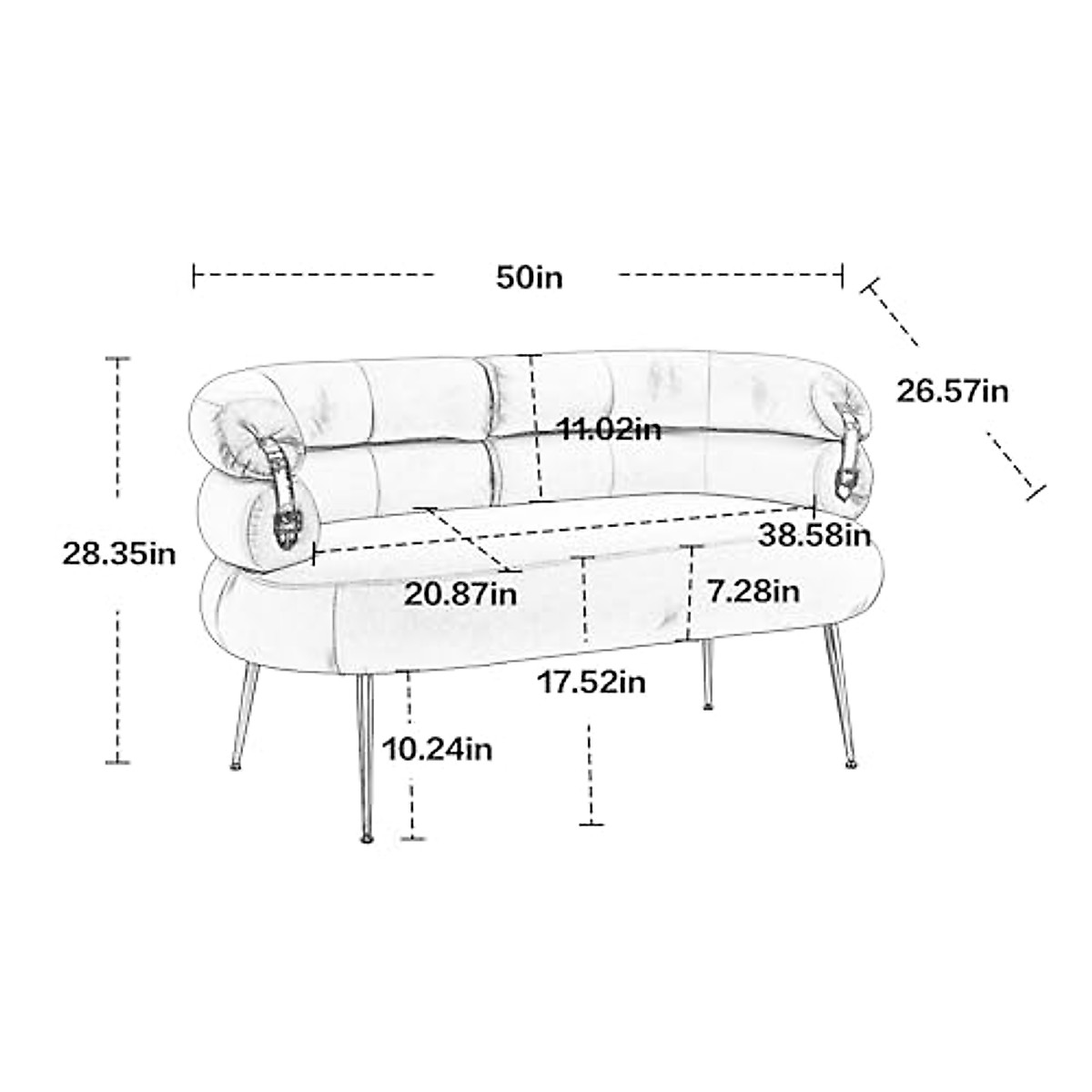 Lunanniu Velvet Loveseat Compact Gold Legs Golden Accent Clasps Comfy Love Seat Contemporary Small Accent Couch Arm Chair Modern for Living Room Bedroom for Small Space Wine Red
