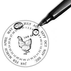 Eggs Laid On Date Stickers | 350 Pc Roll | 2" Round Stickers | Farm Fresh Stickers | Egg Carton Stickers | White with Chicken Design