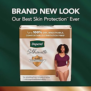 Depend Silhouette Adult Incontinence & Postpartum Bladder Leak Underwear for Women, Maximum Absorbency, Medium, Pink, 56 Count, Packaging May Vary