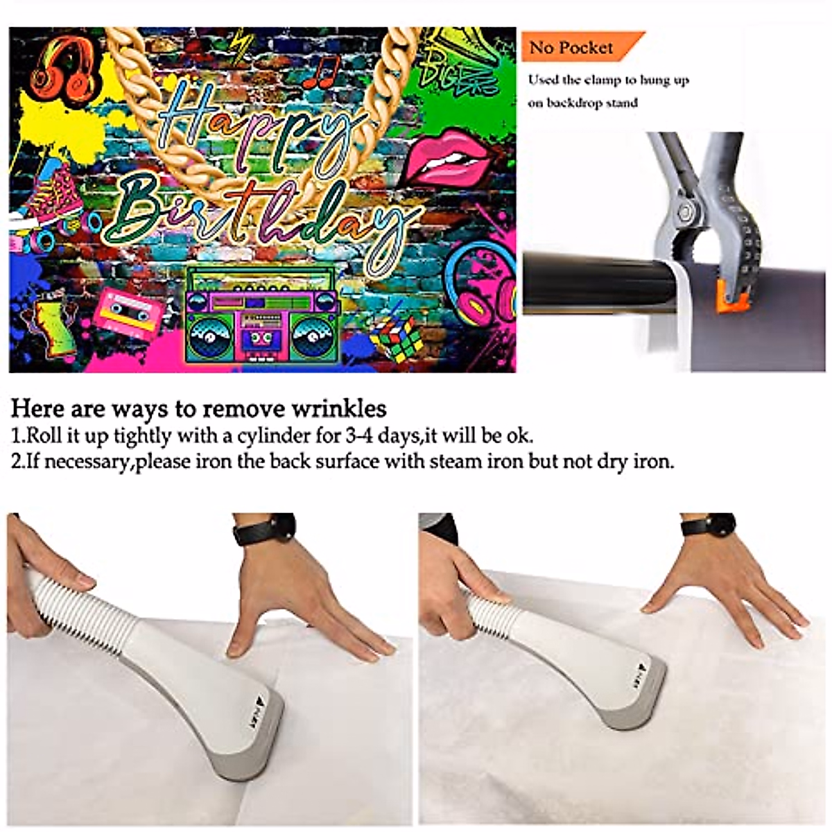 Avezano Hip Hop Birthday Party Backdrop Throwback Retro Graffiti Wall Backdrops for Bday Party Decoration Old School Rap Music Parties Photoshoot Backdrops (7x5ft)