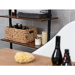 StorageWorks Handwoven Storage Baskets, Water Hyacinth Wicker Baskets for Organizing, Set of 3 (1PC Large, 2PCS Medium)