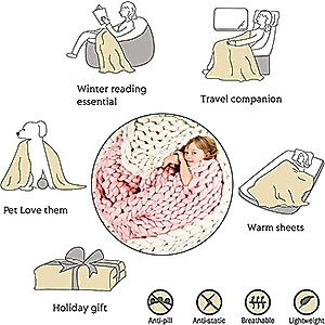 Chunky Knit Throw Blanket - Hand Made - Acrylic & Wool Boho Blankets for Chair, Sofa, Bed & Home Decorations - Warm Cover - Decorative Furnishings - 50’’ x 70’’ - Ivory – Woven.St