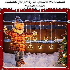 HAIDOLIANG Spring Curtain Lights,9.84Ft Christmas Hanging String Lights with 10 Cute Decor,100 LED with Window Lights,8 Modes with Christmas Tree Light for Indoor/Outdoor (Christmas Curtain Lights)