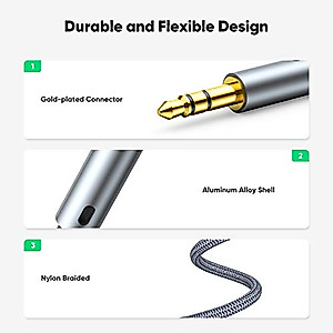 oldboytech 2 Pack AUX Cord, 3.5mm Audio Cable [4ft/1.2M, Hi-Fi Sound] Nylon Braided AUX Auxiliary Cable for Car Compatible with Stereos, Speaker, iPod iPad, Headphones and More(Grey)