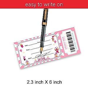 LyoGao 20 Pack Carnival Birthday Party Ticket Invitations With Envelopes Pink Carnival Circus Birthday Party Invitations Fill in Invites (Ticket Style)