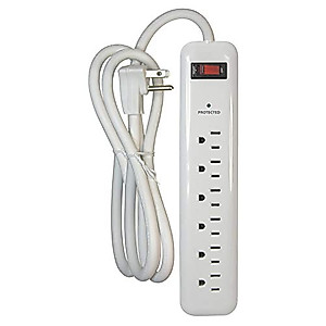 Prime Wire and Cable PB802126 6-Outlet Household Electronics Surge Protector with 14/3 SJT 8-Feet Cord