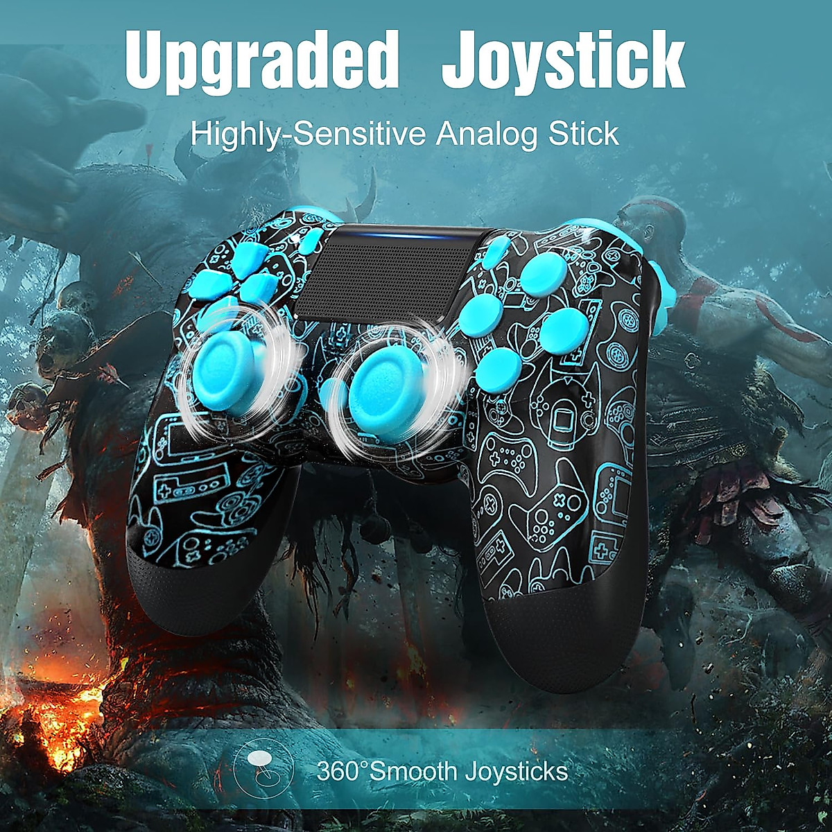 Wireless Controller for P4/Slim/Pro/PC, Remote Controller with Dual Vibration, Audio Gyro, Double Vibration Function