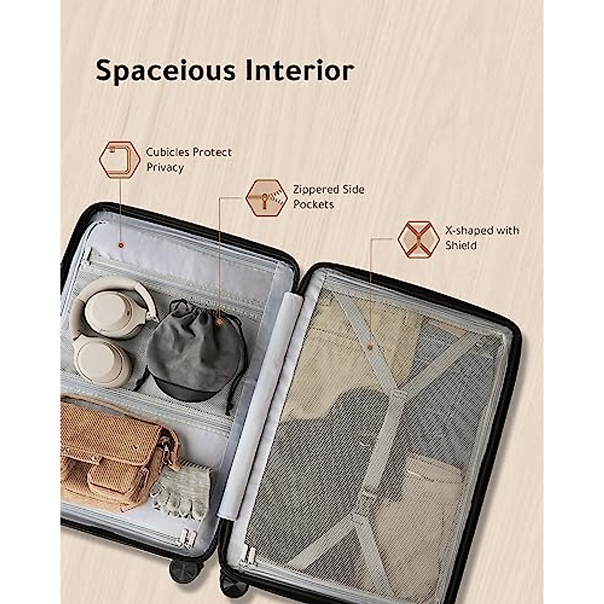 LUGGEX Pink Carry On Luggage 22x14x9 - PC Expandable Hard Shell Suitcase with Spinner Wheels