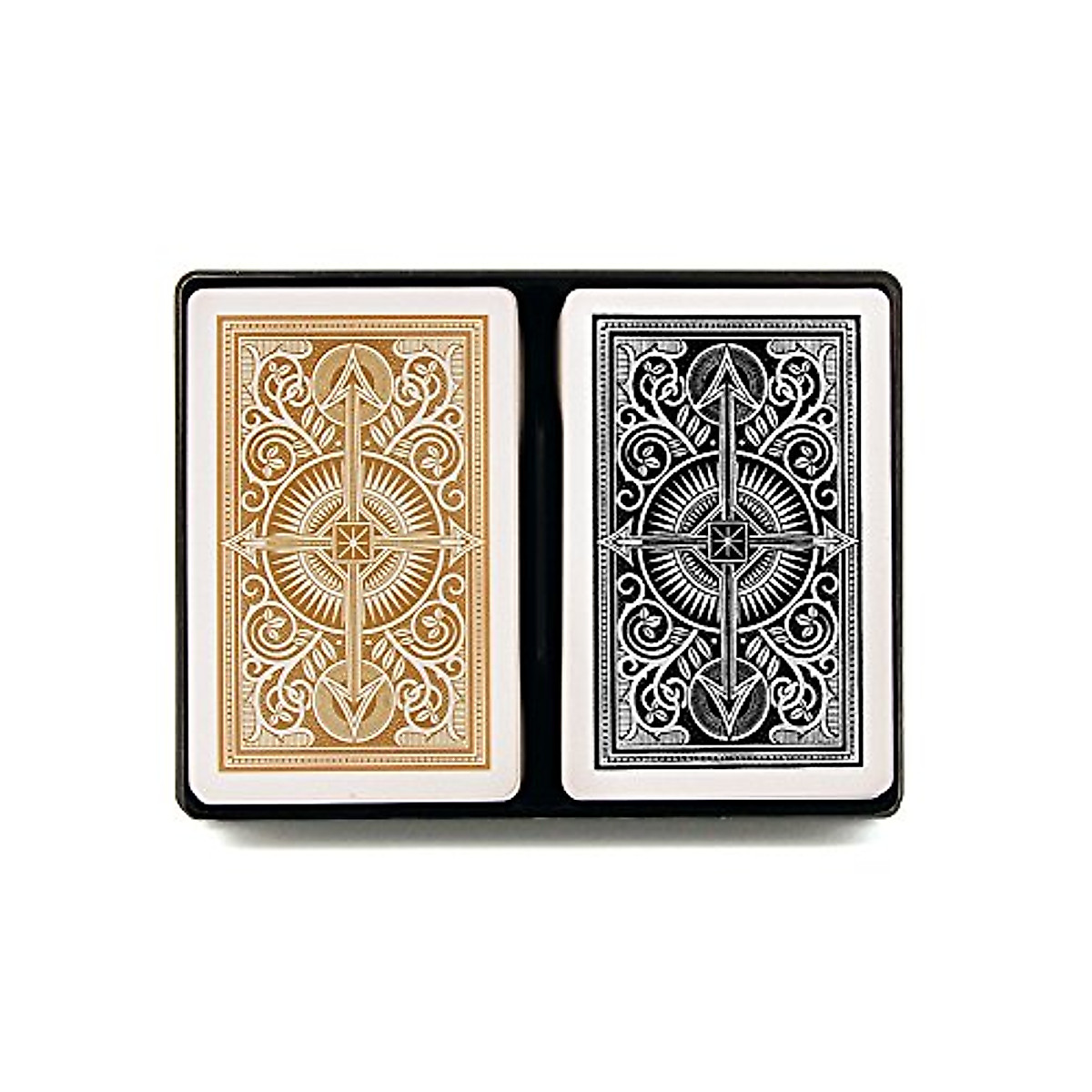 KEM Arrow Black and Gold, Bridge Size- Standard Index Playing Cards (Pack of 2), Arrow Black/Gold